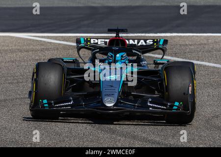 Mercedes driver George Russell of Britain steers his car during the ...