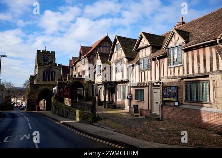 Frontage of the Lord Leycester hospital in Warwick, England showing the ...
