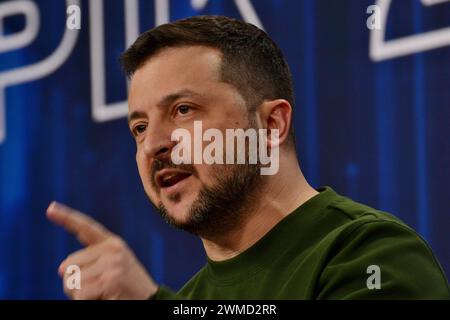 Ukraine's President Volodymyr Zelenskyy speaks during a briefing in ...