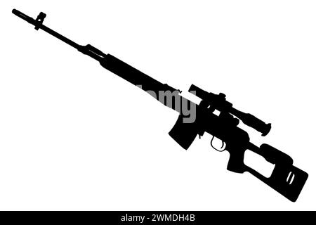soviet army sniper rifle SVD by Dragunov with optic sight black silhouette Stock Photo - Alamy