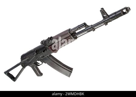 Kalashnikov AK 74 with folding stock isolated on white background Stock ...
