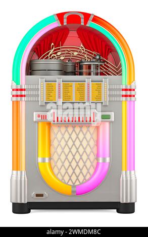 Retro jukebox, front view. 3D rendering isolated on white background ...