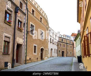 hystoric town Prachatice, street with old medieval houses, South ...