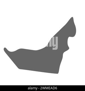 United Arab Emirates, UAE - smooth grey silhouette map of country area ...