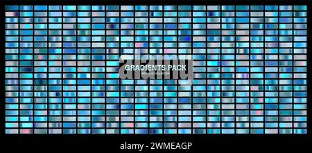 Blue, azure glossy gradient, metal foil texture. Color swatch set ...
