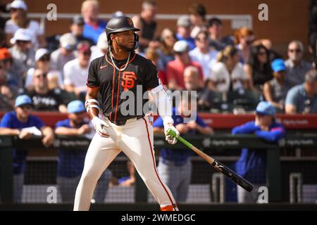 San Francisco Giants' Luis Matos runs after hitting a two-RBI double ...