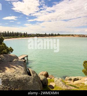 View at Port Elliot Jetty, Horseshoe Bay, South Australia Stock Photo ...