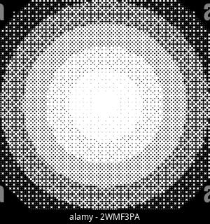 Radial pixelated gradient texture. Black and white dithered oval ...