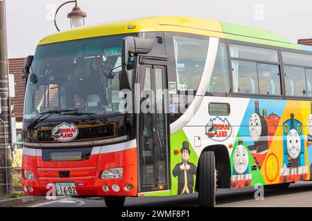 Fuji five lakes, Thomas Land bus at Kawaguchiko station taking people ...