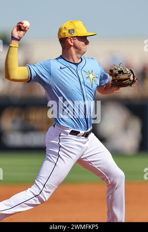 Port Charlotte, FL: Tampa Bay Rays center fielder Kameron (83) gets an ...