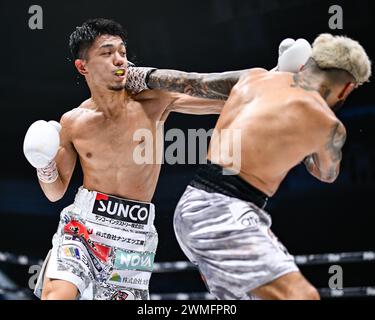 Champion Alexandro Santiago (black gloves) of Mexico and challenger ...