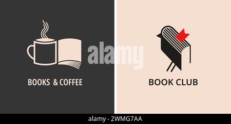 Minimalist Book, reading and writing logo. Minimal modern style book ...