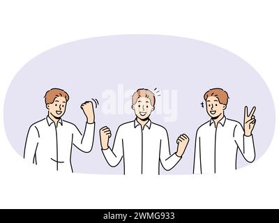 Happy people language gestures. Confident characters showing hand ...
