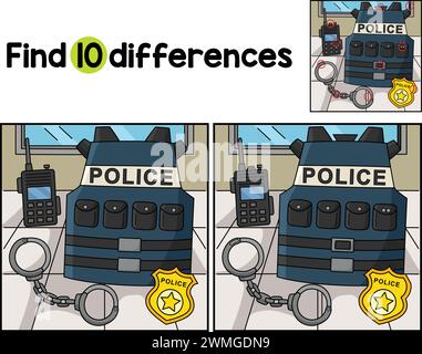 Police Officer Equipment Find The Differences Stock Vector Image & Art ...