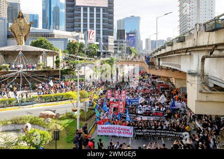 Thousands of Filipino activists commemorated the 38th EDSA People Power ...