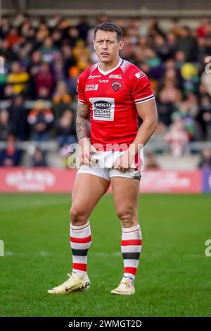 Deon Cross of Salford Red Devils arrives ahead of the the Betfred Super ...