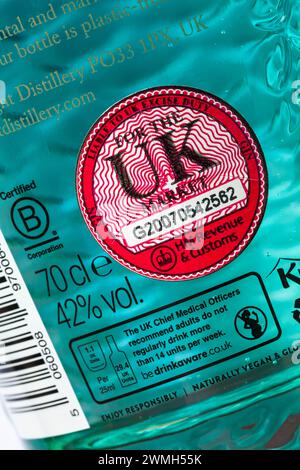 Liable to UK Excise Duty for the UK market label on back of bottle of ...