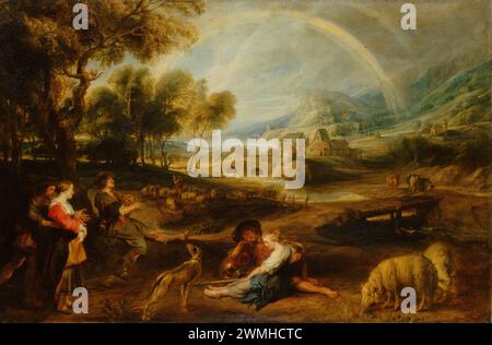 Peter Paul Rubens Pastoral landscape. Copper engraving print 17 ...