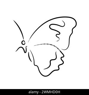 Monarch butterfly silhouette, side view. Vector illustration isolated ...