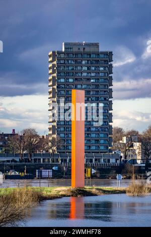 Ruhr estuary into the Rhine, high-rise building with hotel in Duisburg ...