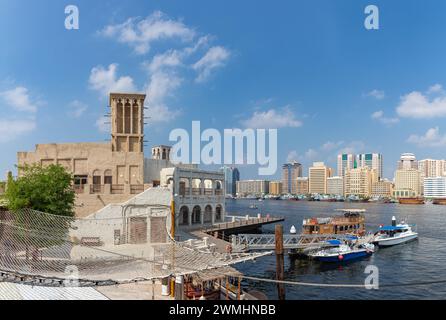 The modern Al Seef waterfront promenade along the Dubai Creek, Dubai ...