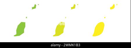 Grenada country simplified map. Green silhouette with thin black ...