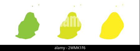 Mauritius country simplified map. Green silhouette with thin black ...