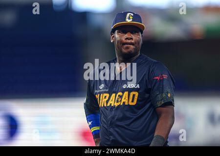 MIAMI, FLORIDA - FEBRUARY 2: Juremi Profar of Curacao tries to hit the ...