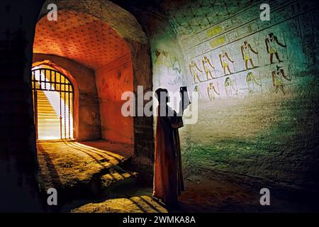 Ancient Egyptian murals and writings on the stone walls of the Karnak ...