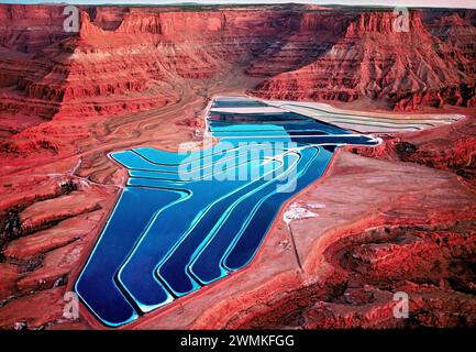 Aerial view of evaporation ponds at potash mine Stock Photo - Alamy