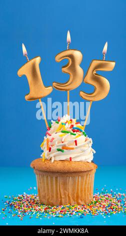 Candle number 135 - Cupcake birthday in coral fusion background Stock ...