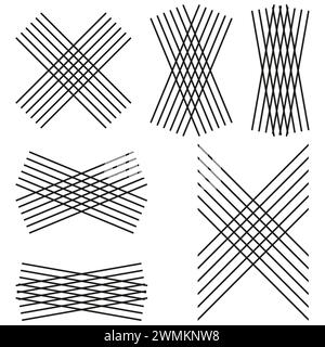 Grid, mesh with dynamic lines. Intersecting stripes. Irregular grating, lattice texture ...