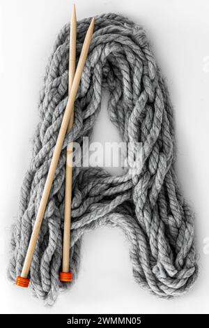 Letter A made from gray threads isolated, top view Stock Photo - Alamy