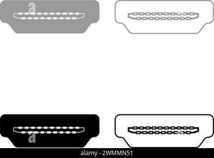 HDMI port socket contour outline line icon black color vector ...