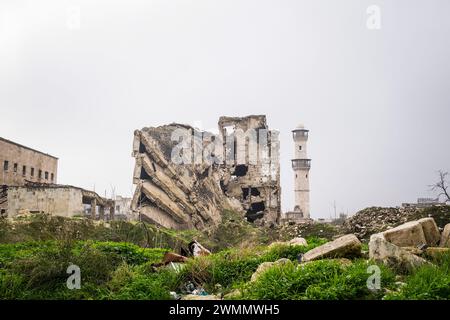 Syria, Aleppo, neighborhood destroyed by bombing Stock Photo - Alamy