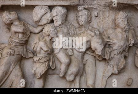 Dionysian procession. Roman marble sarcophagus dated from 200 AD from ...