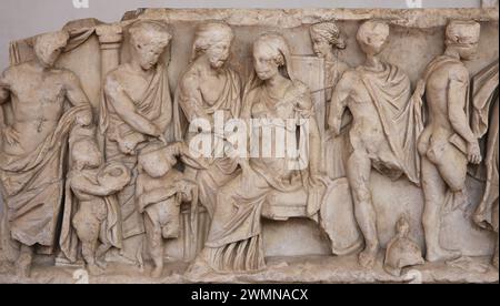 Sarcophagus. Myth of Medea. Sending of gifts to Creusa's death. Marble ...