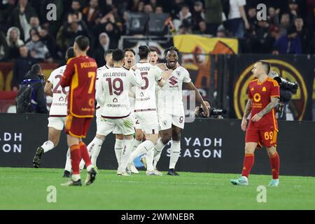 Torino's Duvan Zapata celebrates after scoring his side's second goal ...