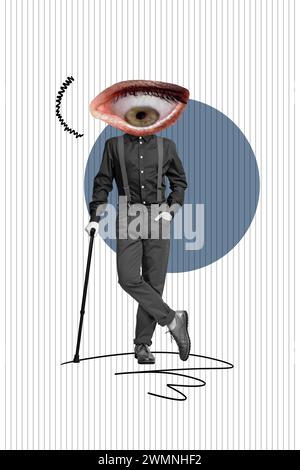 Creative photo collage standing headless man carton box refugee house ...