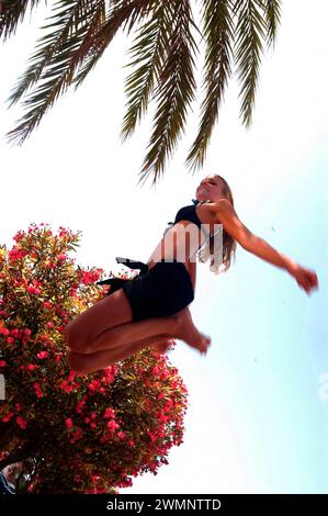 person making a jump for joy, sign of happiness and joy person making a ...