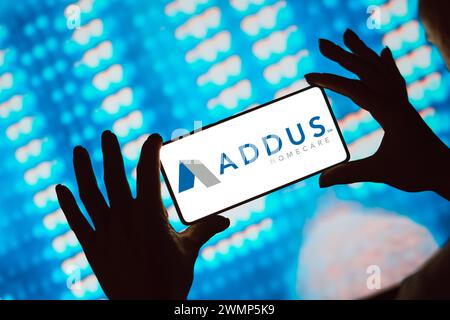 In this photo illustration, the Addus HomeCare (Addus Home Care) logo ...