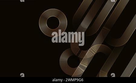 Black and gold abstract background with elegant wavy lines for ...