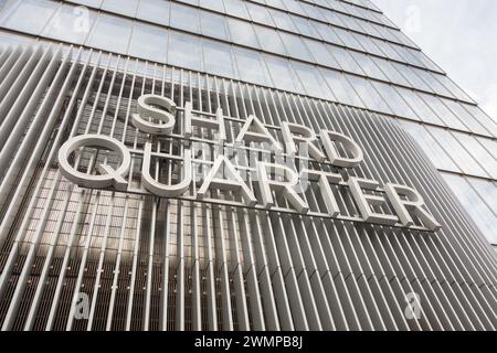 Shard Quarter signage near the skyscraper of the same name which was ...