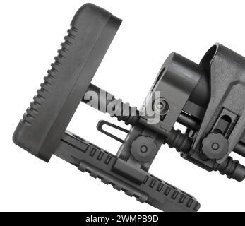 Recoil pad on a rifle that can be adjsted out for a different length of ...