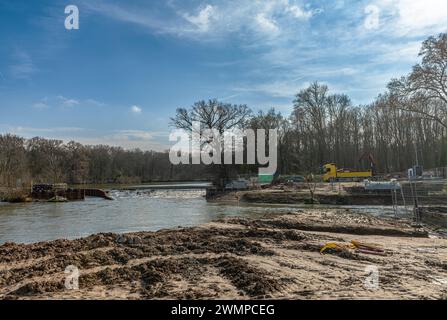 Renaturation work and connection of an oxbow lake, Nidda river in ...