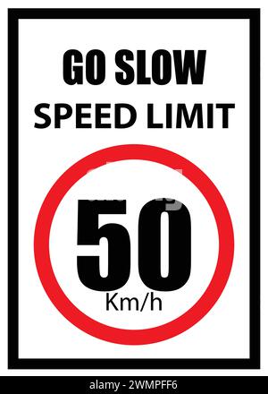 Speed Limit Board, 20 km/h sign, Go slow, Speed Limit Sign with red ...