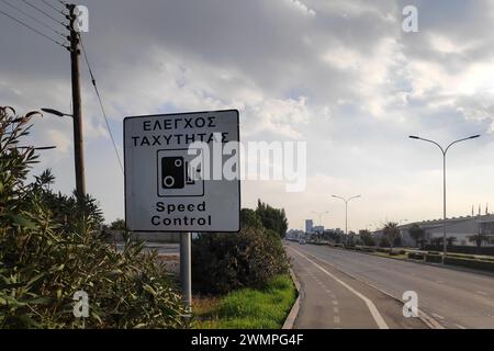 greek language bilingual english speed control camera warning sign in ...