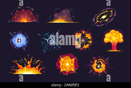 Air bomb explosion mushroom clouds, exploding dynamite or nuclear bomb ...