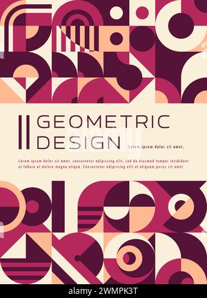 Beige, maroon, purple and pink modern abstract geometric poster of ...
