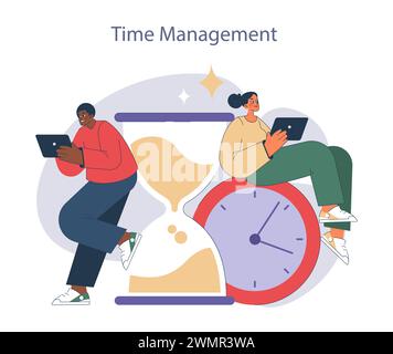 Time Management. Professionals optimizing productivity with digital ...